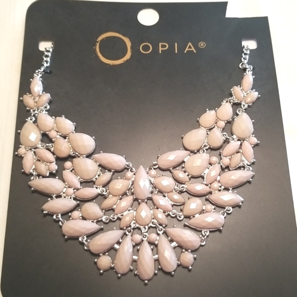 Opia | Jewelry | New Silver Pink Bib Necklace | Poshmark